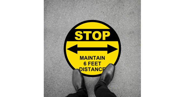 STOP Maintain 6 Feet Distance Social Distancing Floor Decal